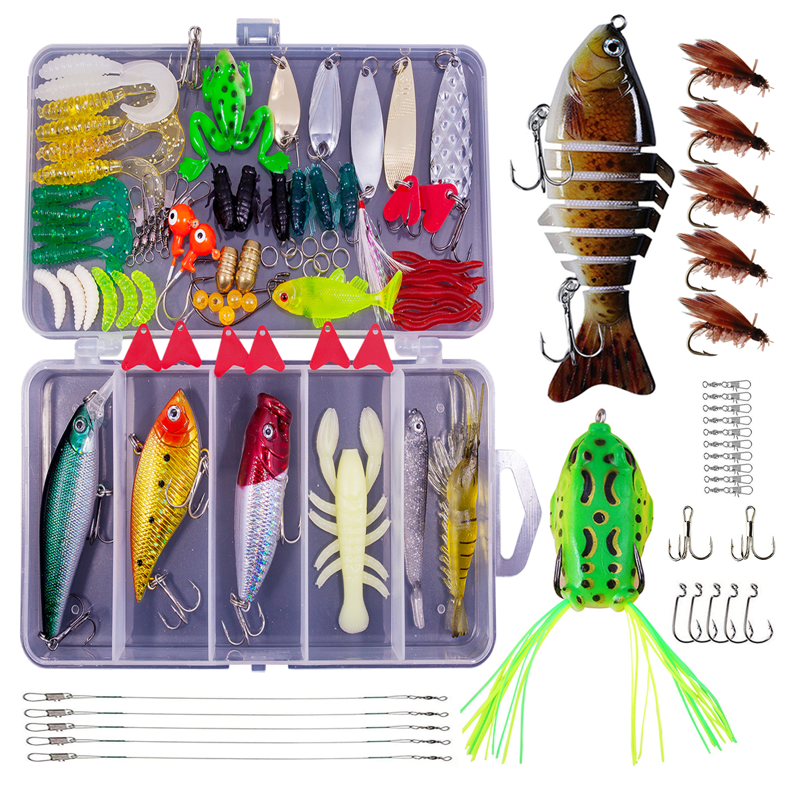 VeoryFly Fishing Lures Kit Set for Freshwater Baits Tackle, 98Pcs ...